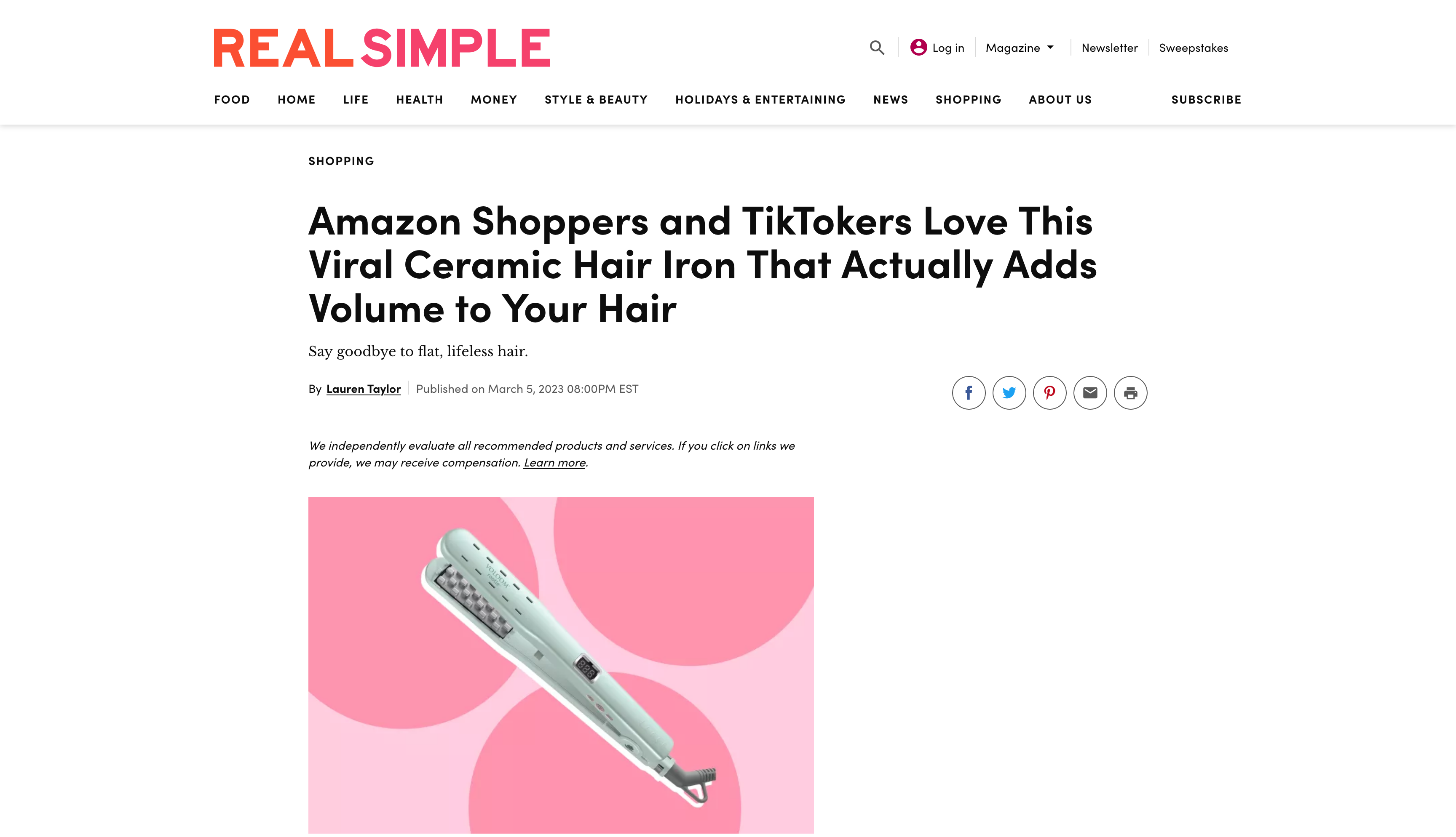 Real Simple March Feature – VOLOOM